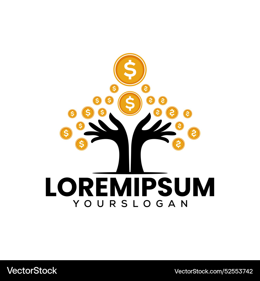 Hand and money logo design Royalty Free Vector Image