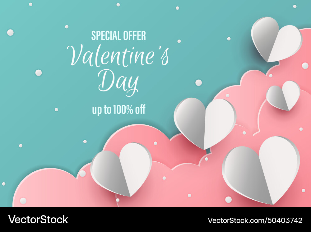 Happy valentines day background with paper cut Vector Image