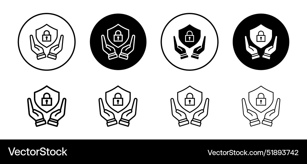 Protection icon set collection protection outline Vector Image