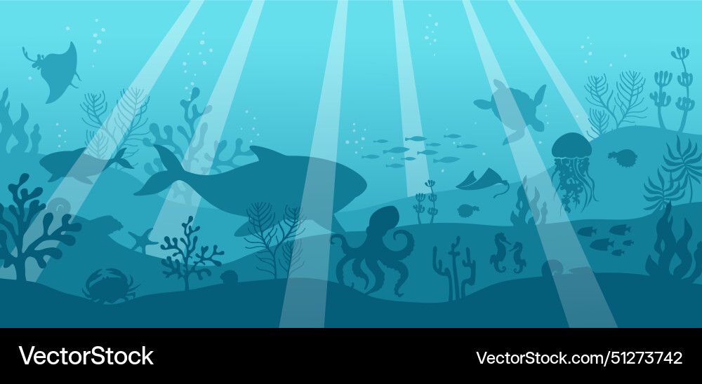 Seabed ocean floor seascape cartoon Royalty Free Vector