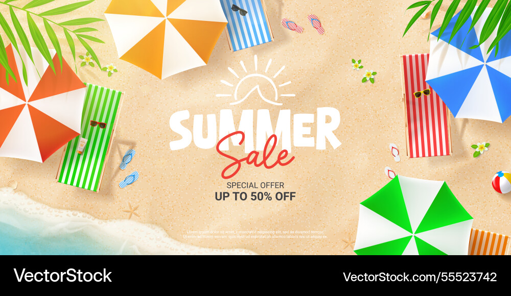 Summer sale horizontal banner Royalty Free Vector Image