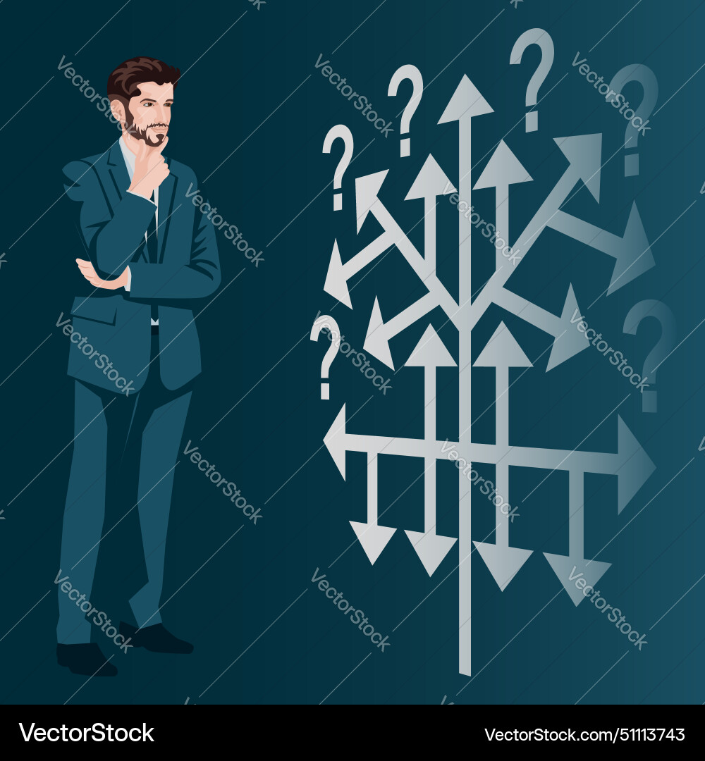 A man uses decision tree flat Royalty Free Vector Image