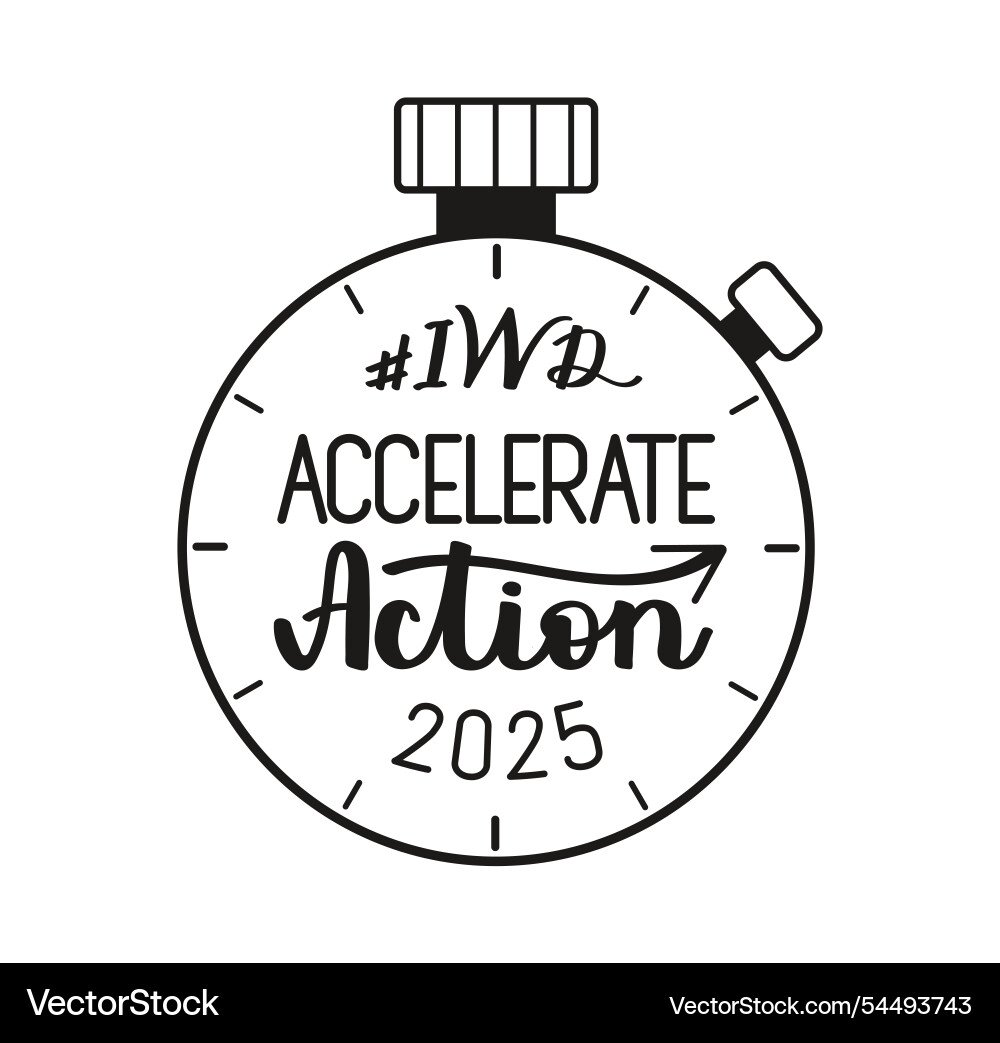 Accelerate action lettering of iwd 2025 Royalty Free Vector