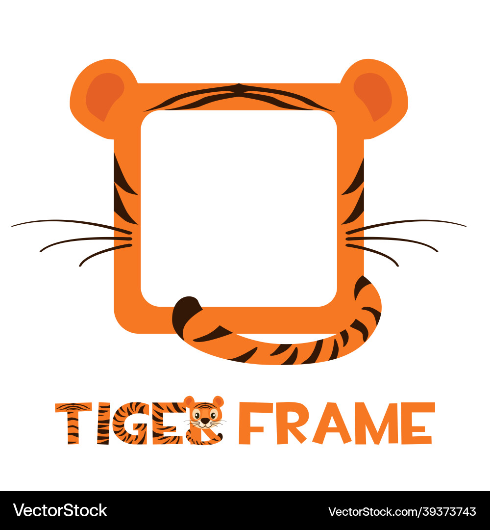 Avatar frame tiger square animal template Vector Image
