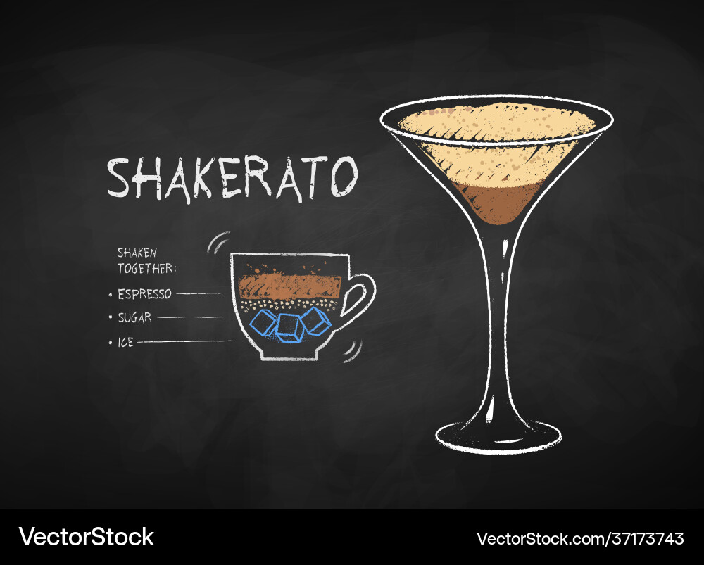 Chalked shakerato coffee recipe Royalty Free Vector Image