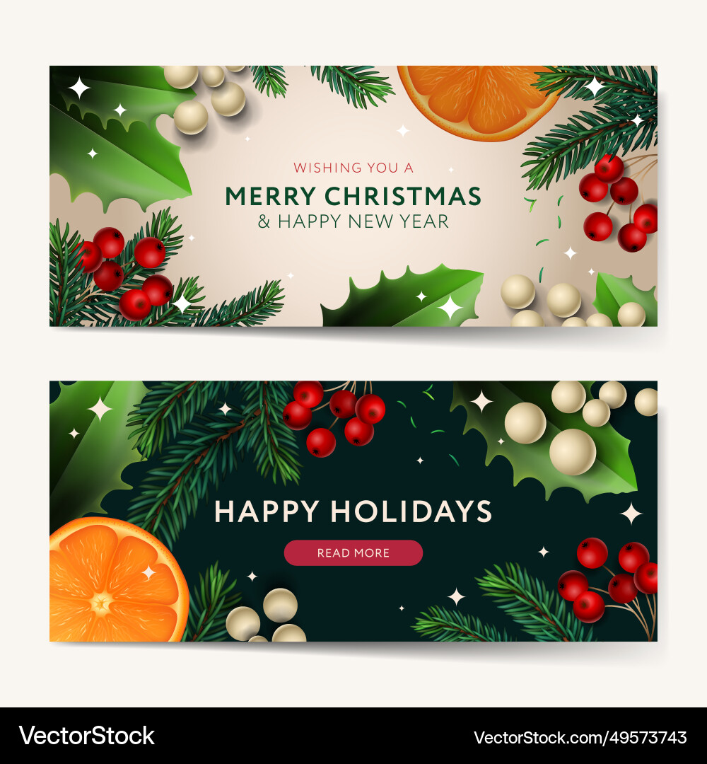 Christmas Fir Branch Banners Royalty Free Vector Image