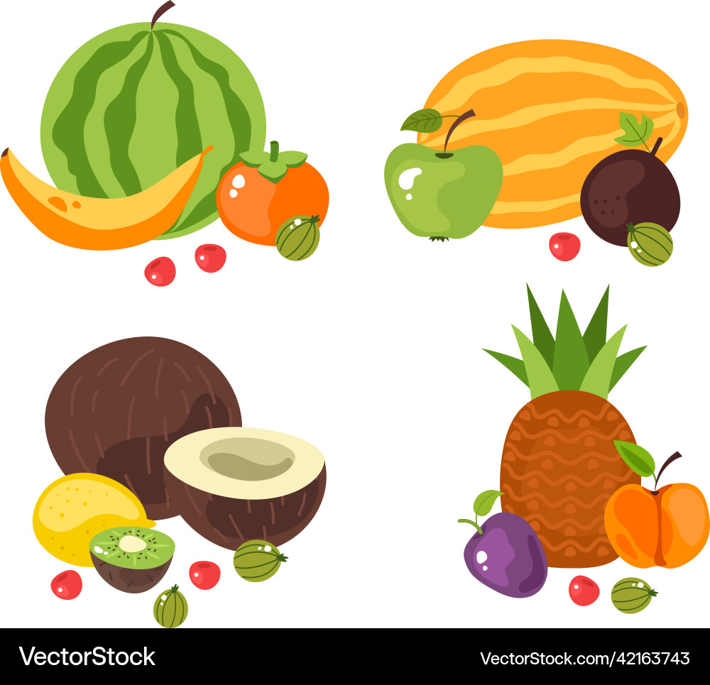 Fruits composition isolated set Royalty Free Vector Image