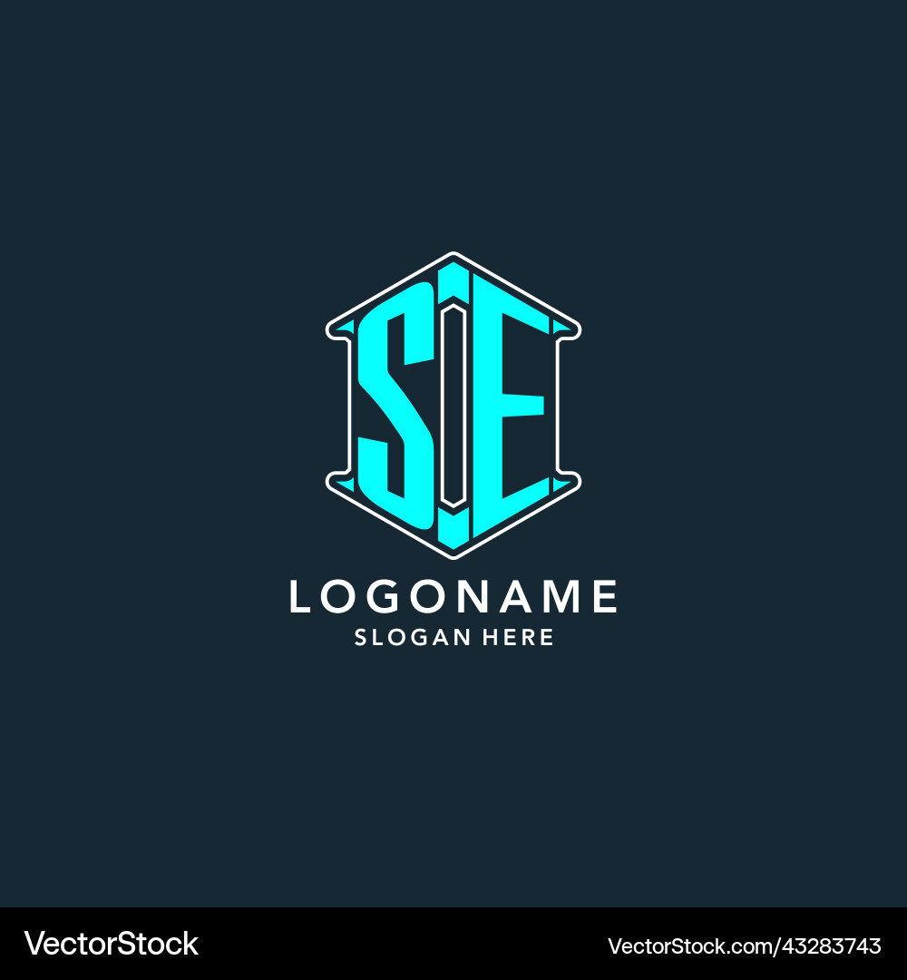 Letter se logo with hexagon shape geometric style Vector Image