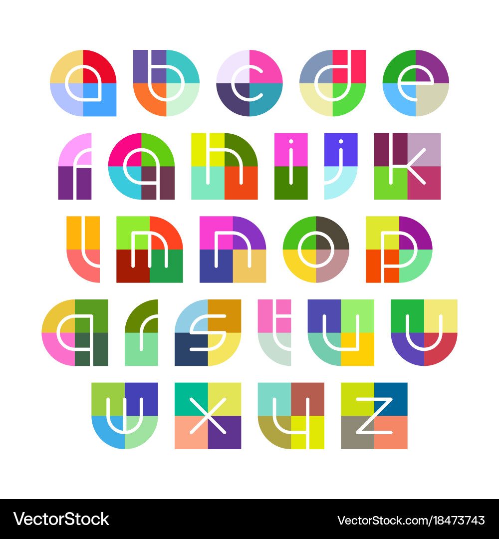 Linear alphabet letters with colorful background Vector Image