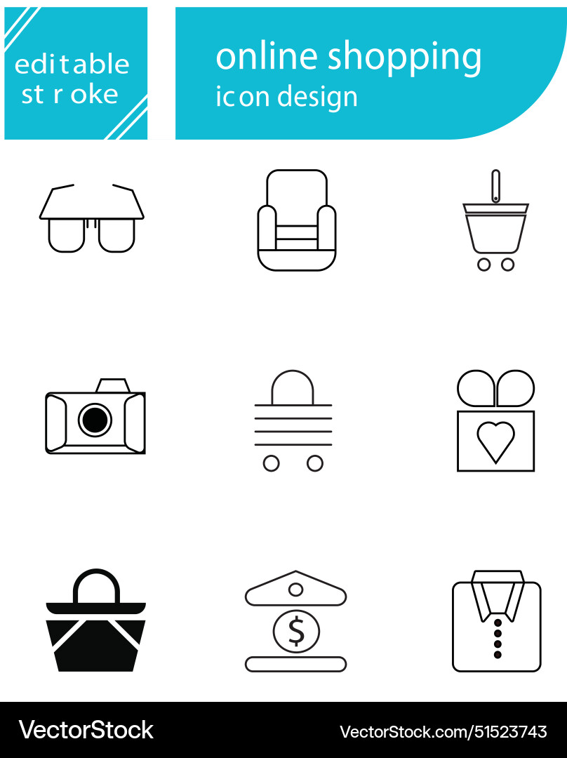 Online shopping icon design set Royalty Free Vector Image
