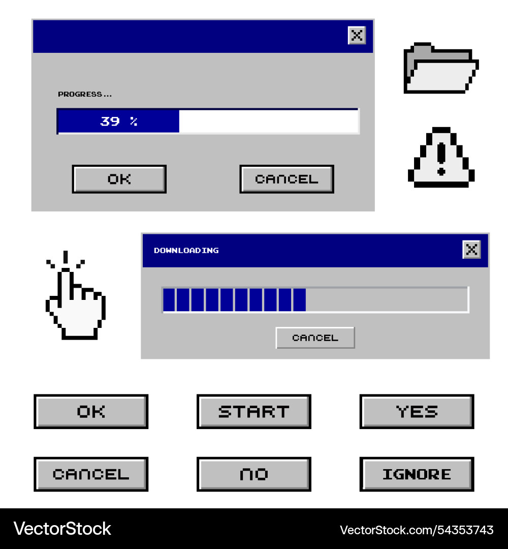 Retro computer window old user interface pixel Vector Image