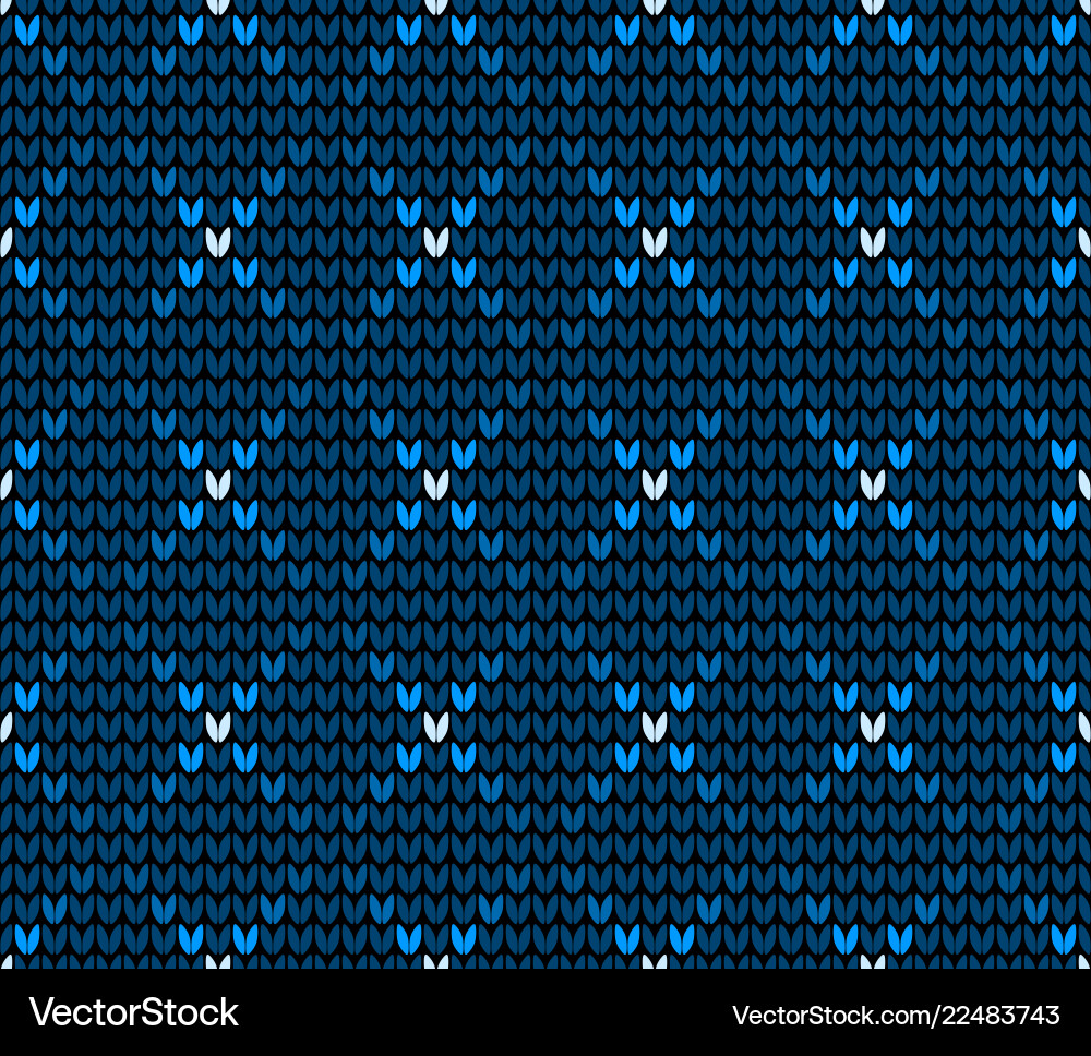 Seamless blue knitting pattern Royalty Free Vector Image