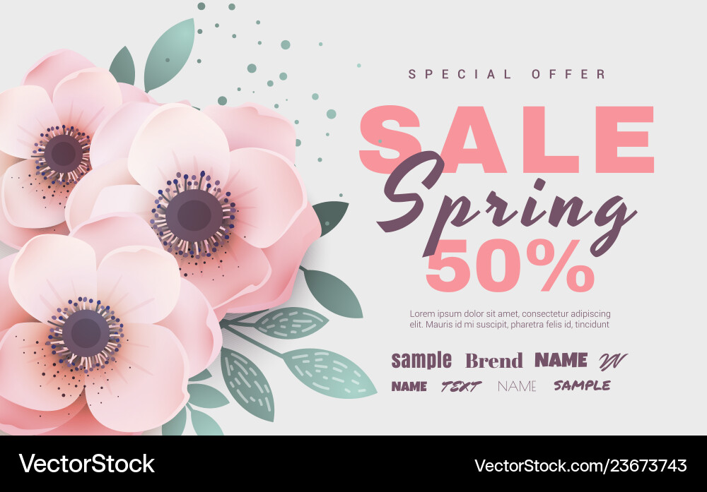 Spring sale with flowers Royalty Free Vector Image