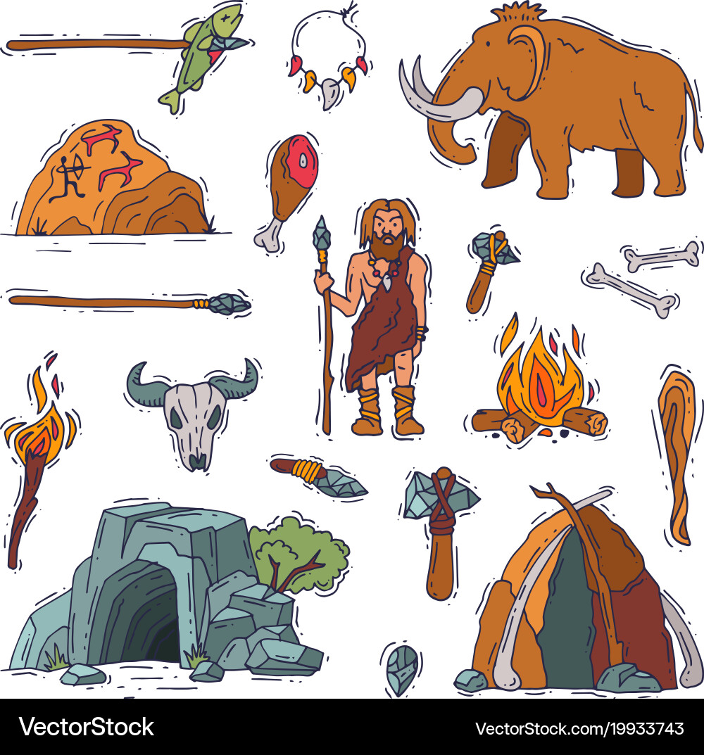 Stone Age Caveman Royalty Free Vector Image - VectorStock