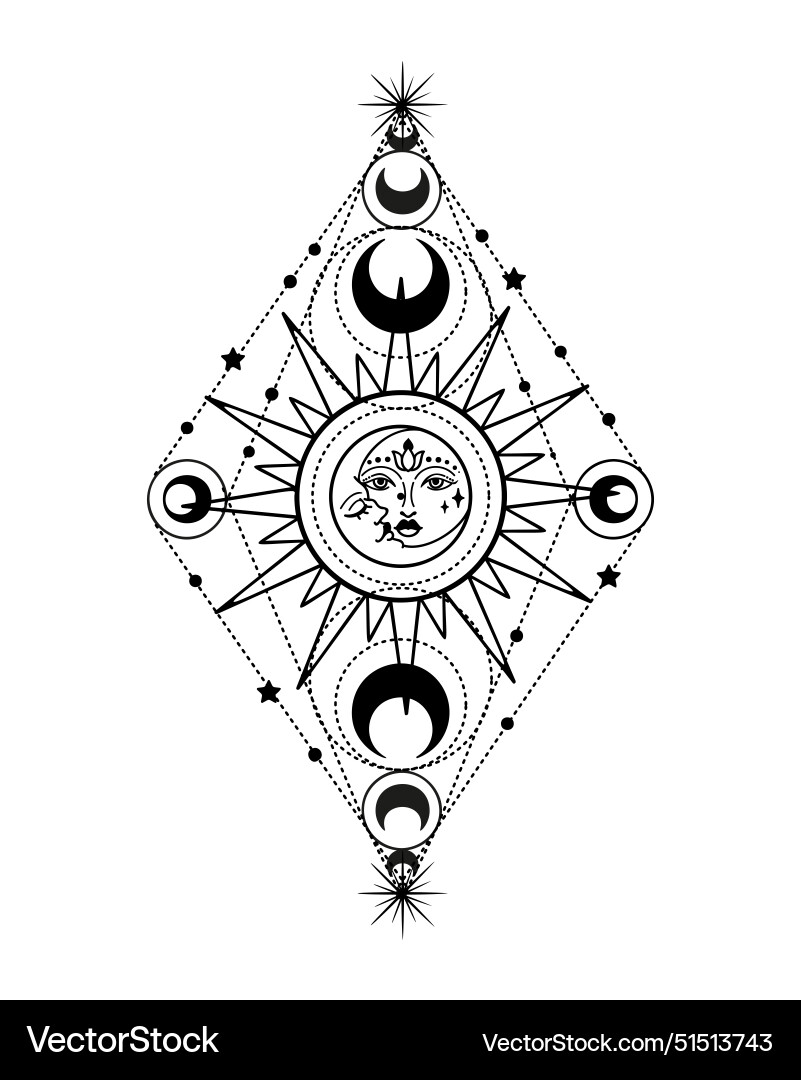 Sun sacred geometry magic Royalty Free Vector Image