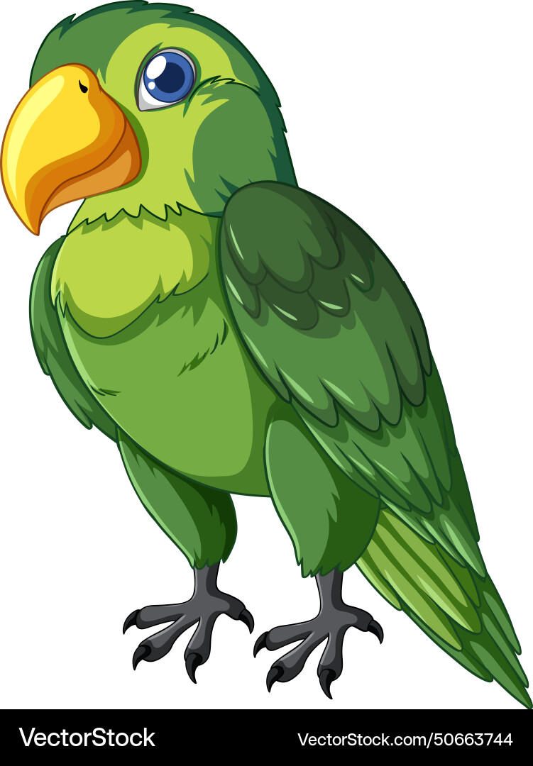 A vibrant green cartoon parrot standing Royalty Free Vector