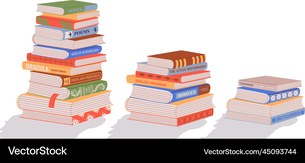 Book stack cartoon pile of handbook textbook Vector Image