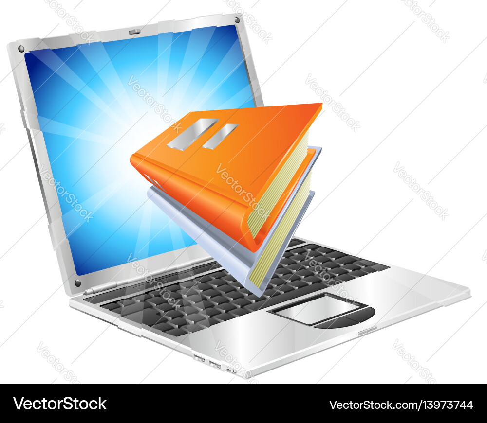Books icon laptop concept Royalty Free Vector Image