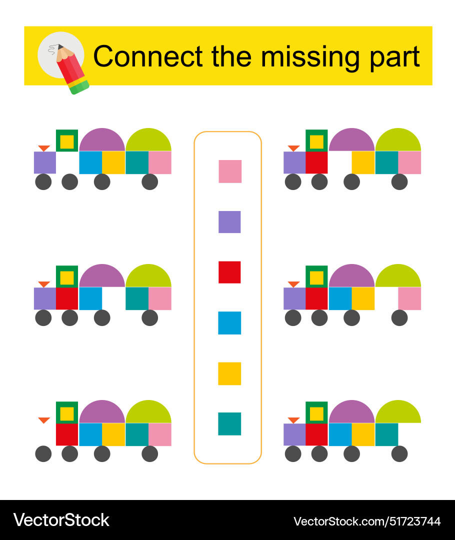 Connect the missing part task for development Vector Image