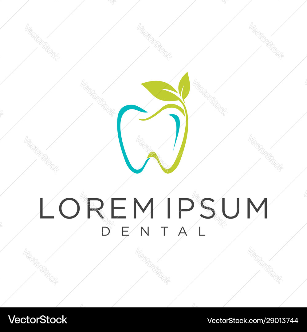 Dental leaf logo tooth green fr Royalty Free Vector Image