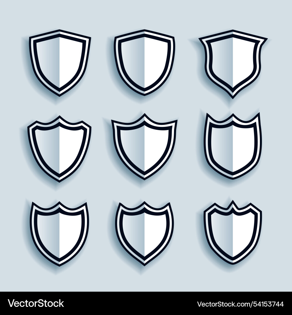 Flat Style Schild Symbole oder Abzeichen Set Vektorbild