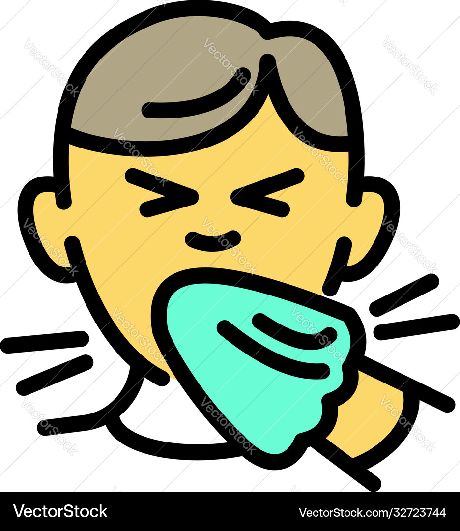 Flu kid icon outline style Royalty Free Vector Image