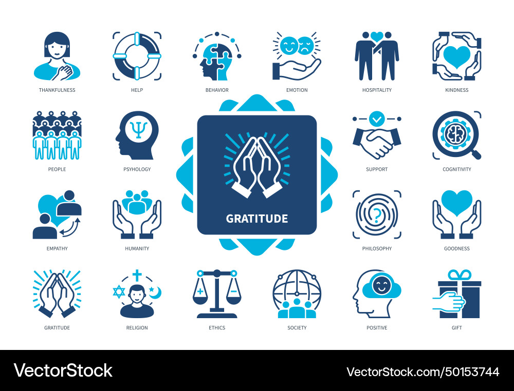 Gratitude solid icon set Royalty Free Vector Image