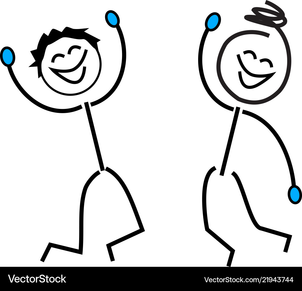 Happy Stick Figures - Positive Emotions Royalty Free Vector