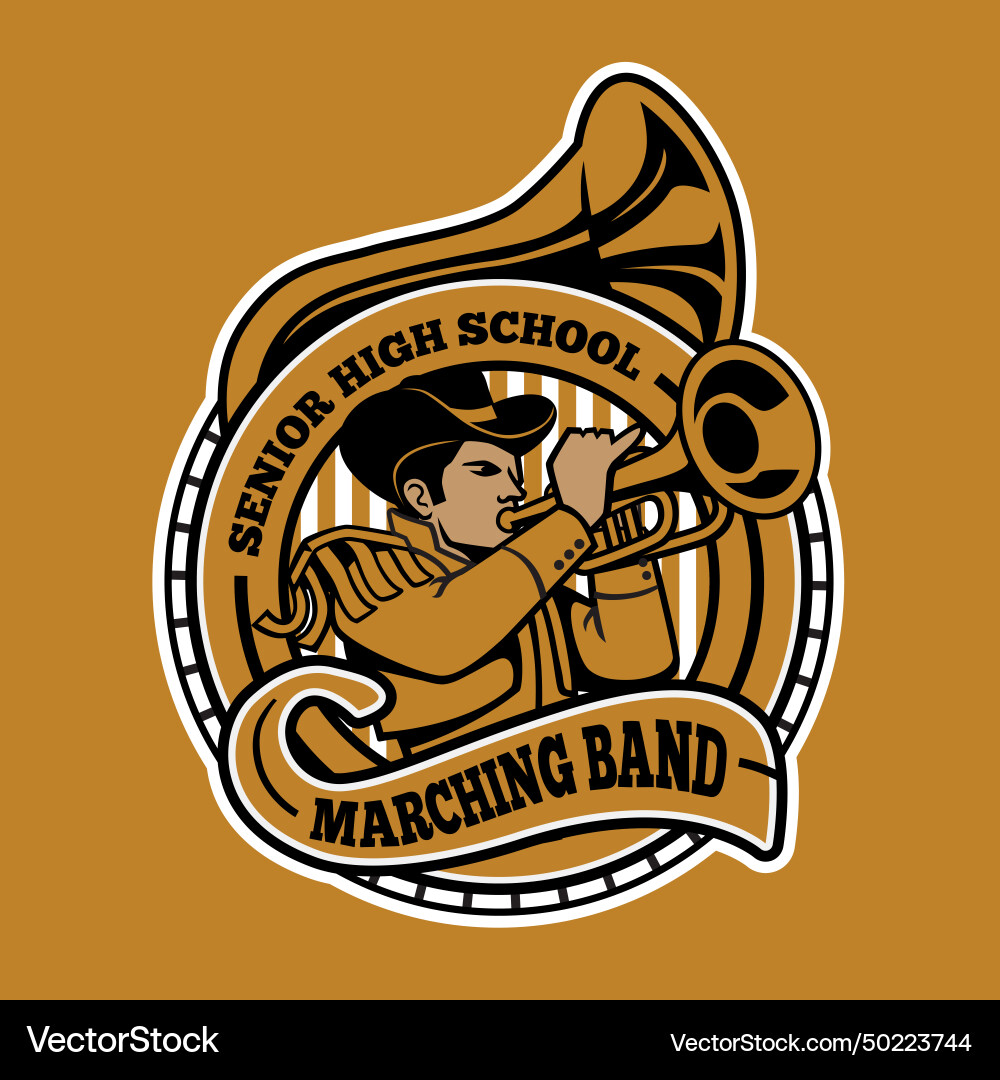 Marching band mascot logo design Royalty Free Vector Image