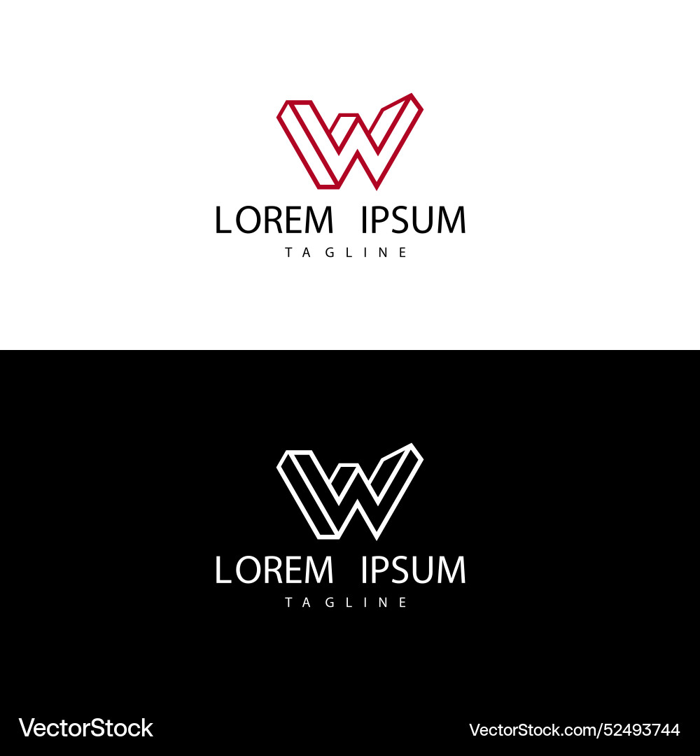 Monogram w lineart design Royalty Free Vector Image