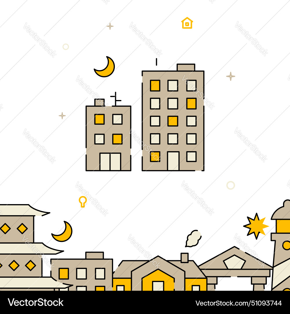 Residential areas panel houses filled line icon Vector Image