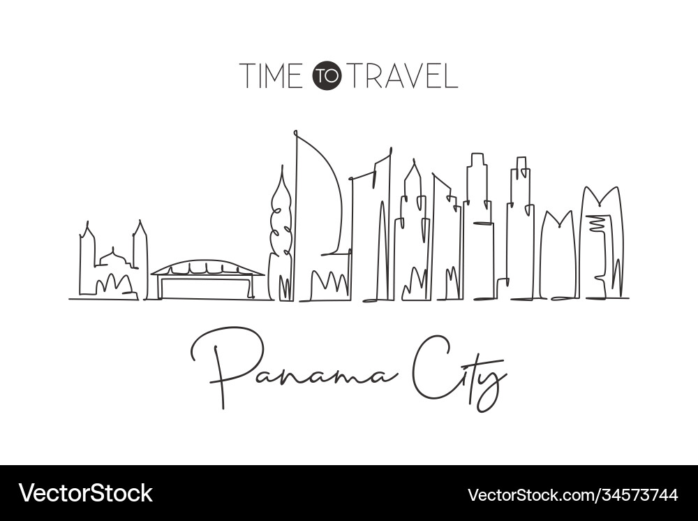 Single continuous line drawing panama city Vector Image