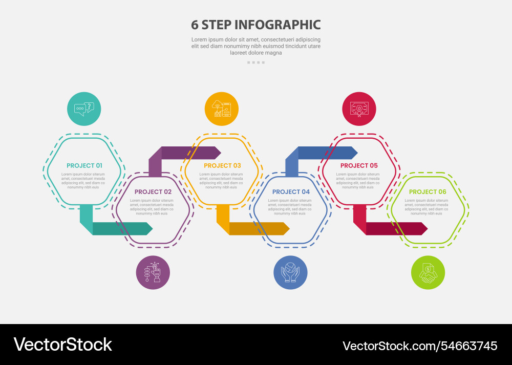 6 points template infographic outline style Vector Image