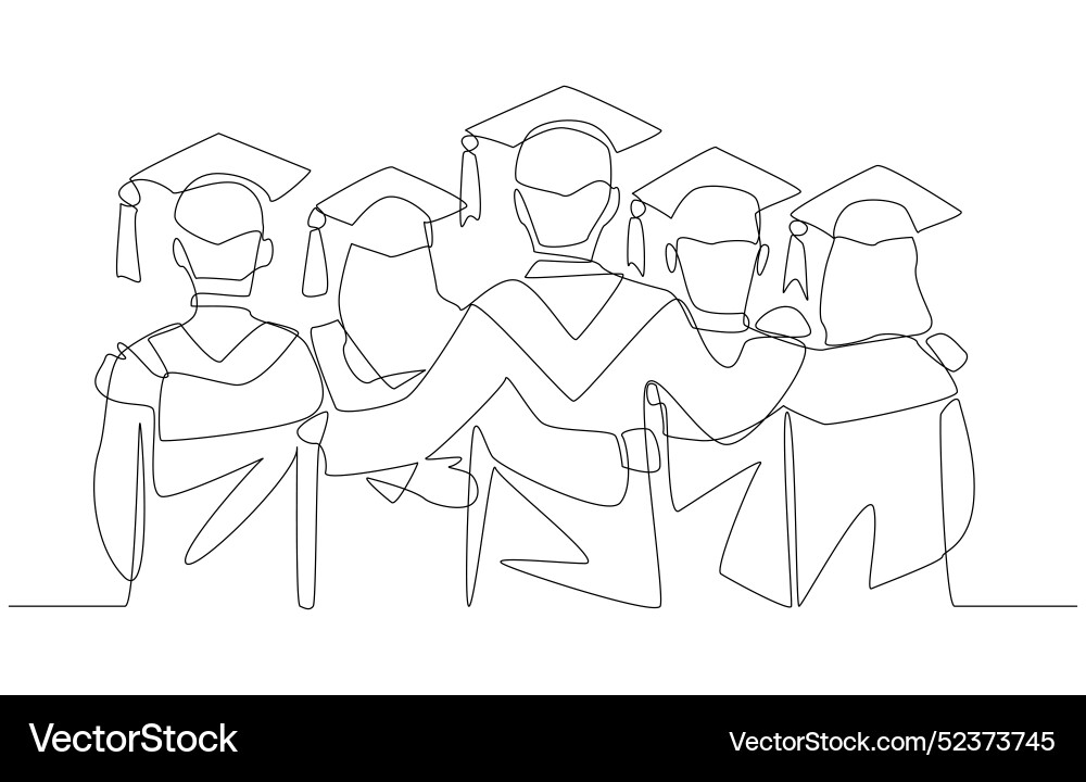 Graduates standing with arms around each other Vector Image