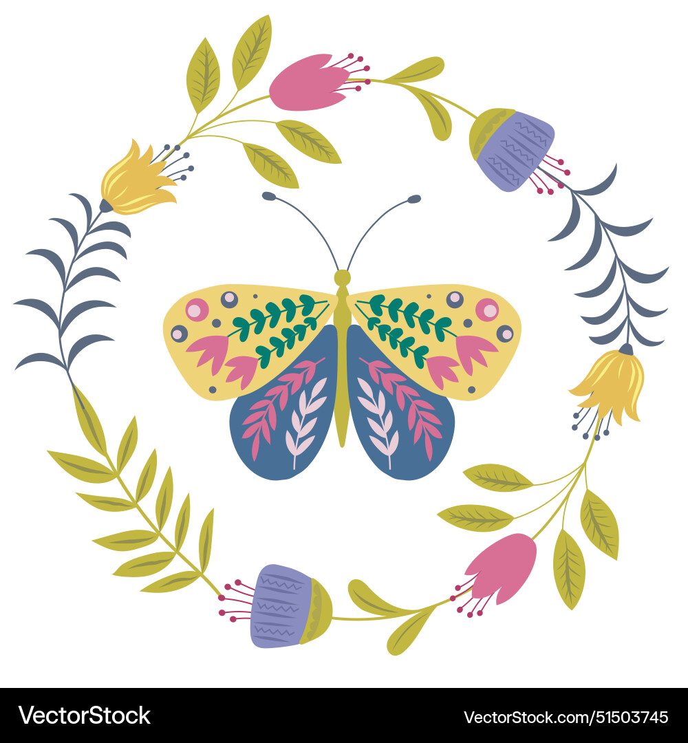 Label with butterfly Royalty Free Vector Image