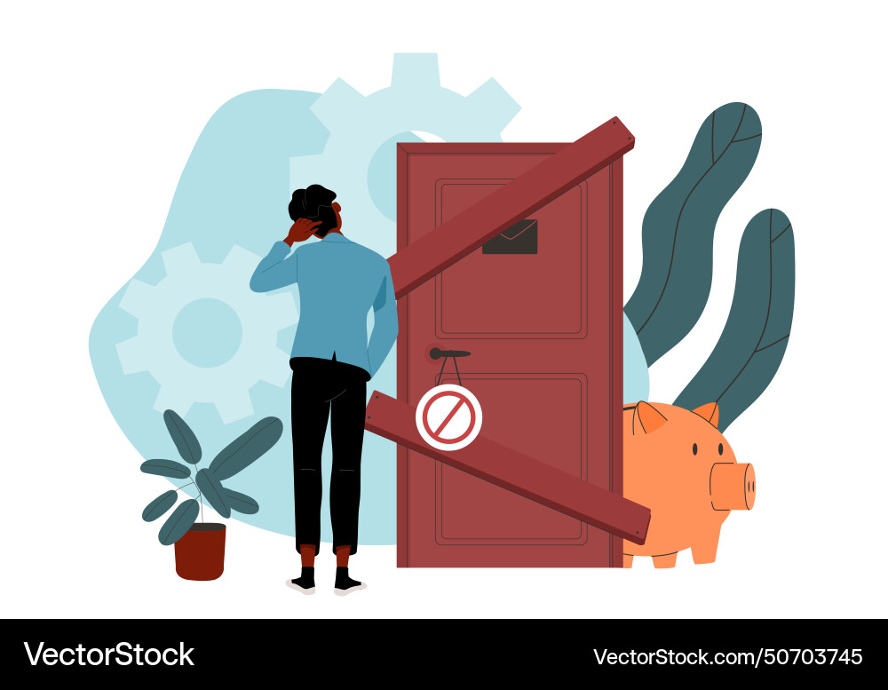 Man cannot pass door Royalty Free Vector Image