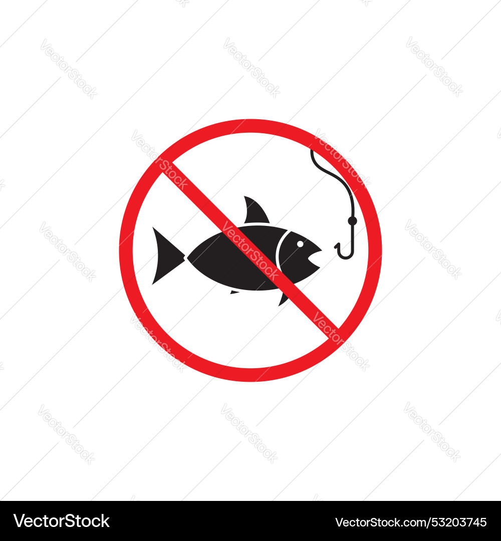 No fishing icon set forbidden water Royalty Free Vector