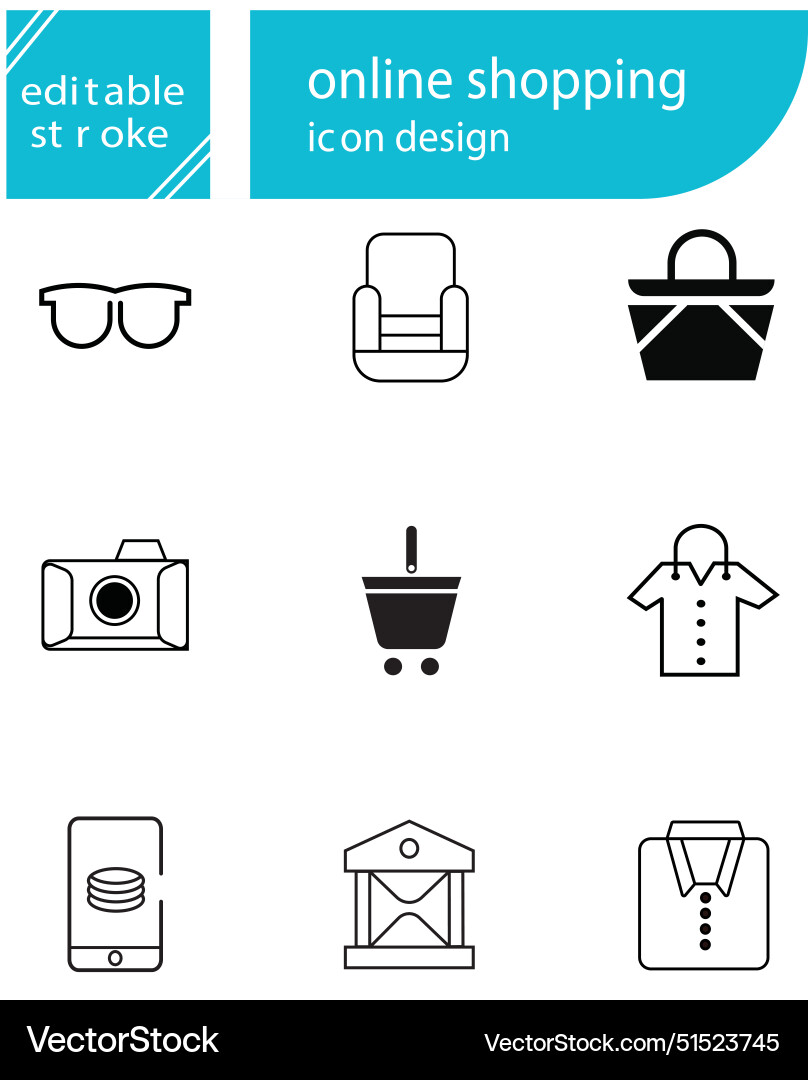 Online shopping icon design set Royalty Free Vector Image