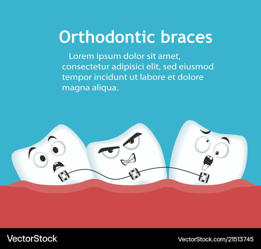 Orthodontic braces banner with teeth characters Vector Image