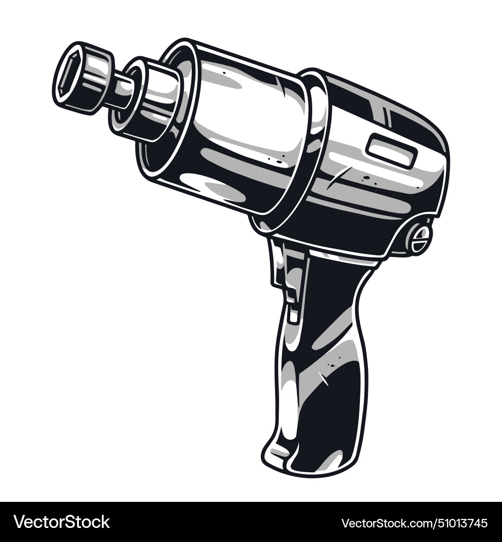 Pneumatic impact wrench monochrome sticker Vector Image
