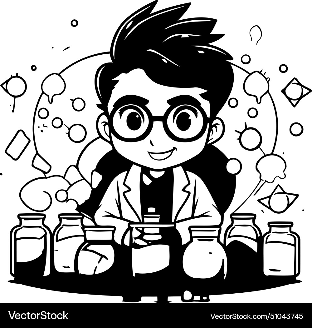 Scientist boy cartoon character Royalty Free Vector Image