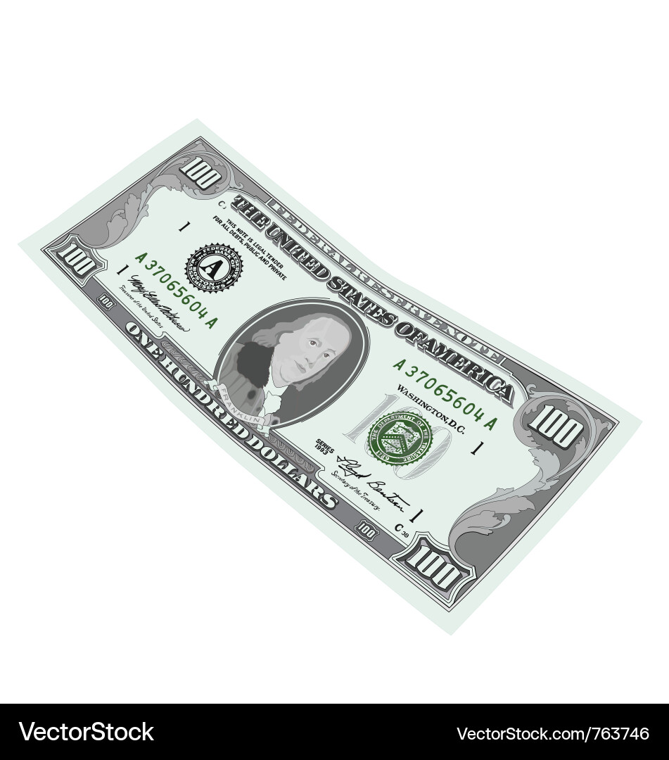 100 dollars note Royalty Free Vector Image - VectorStock