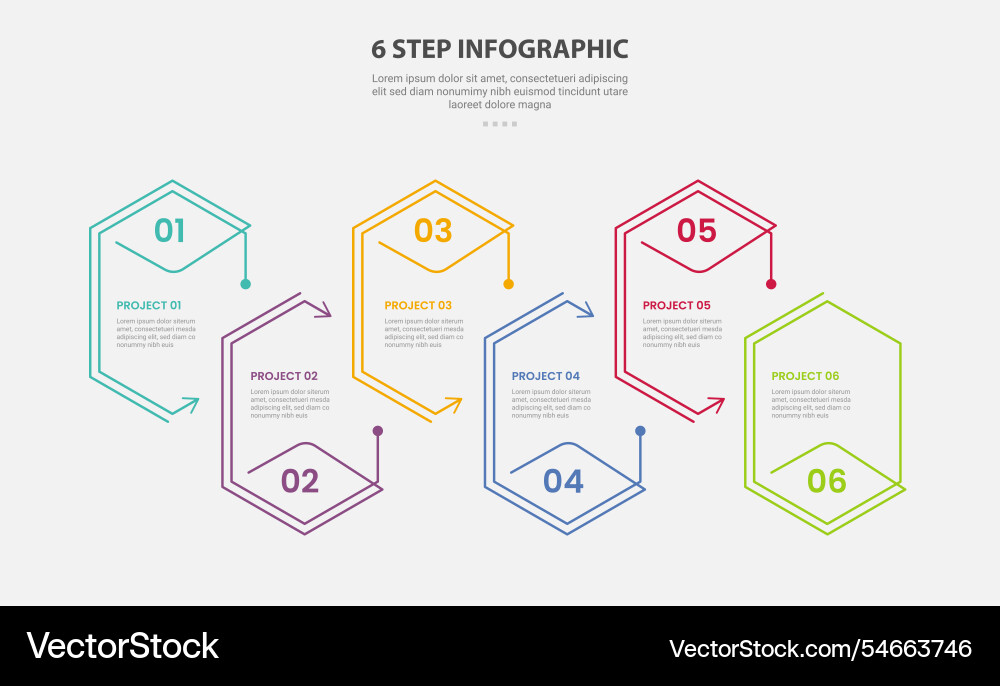 6 points template infographic outline style Vector Image