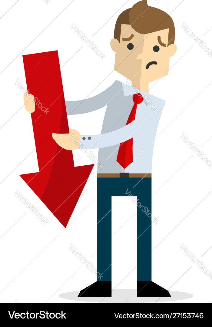 A businessman with red down arrow Royalty Free Vector Image