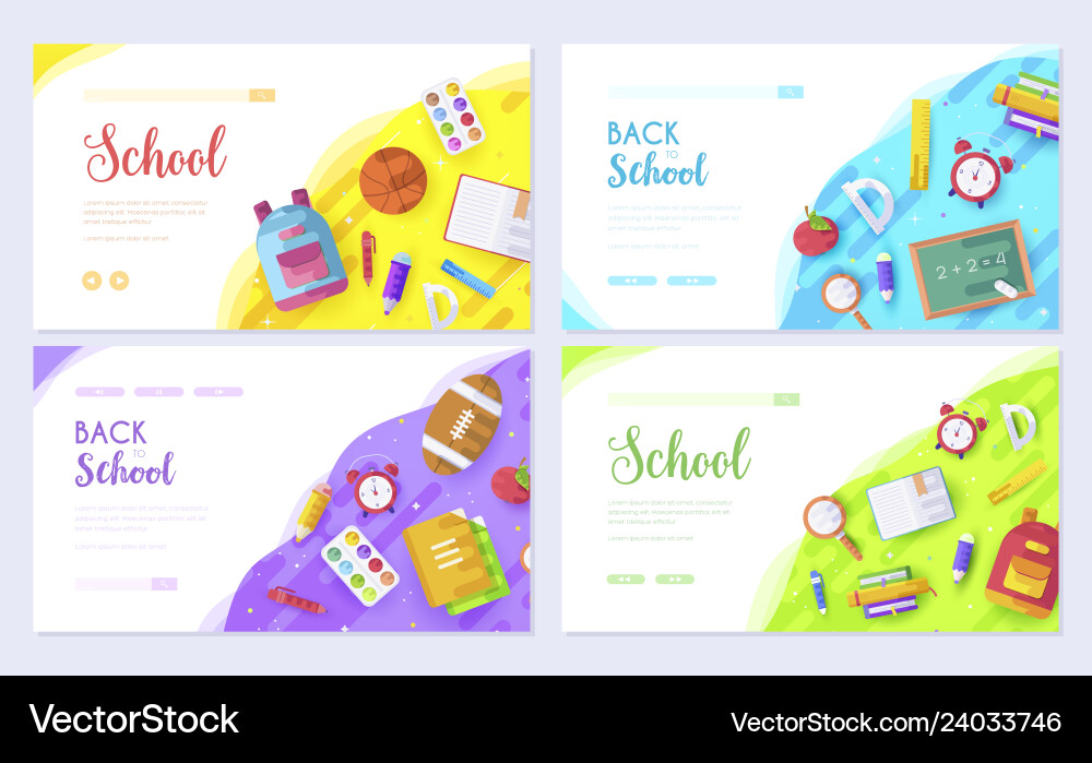 Back to school brochure card set student template Vector Image