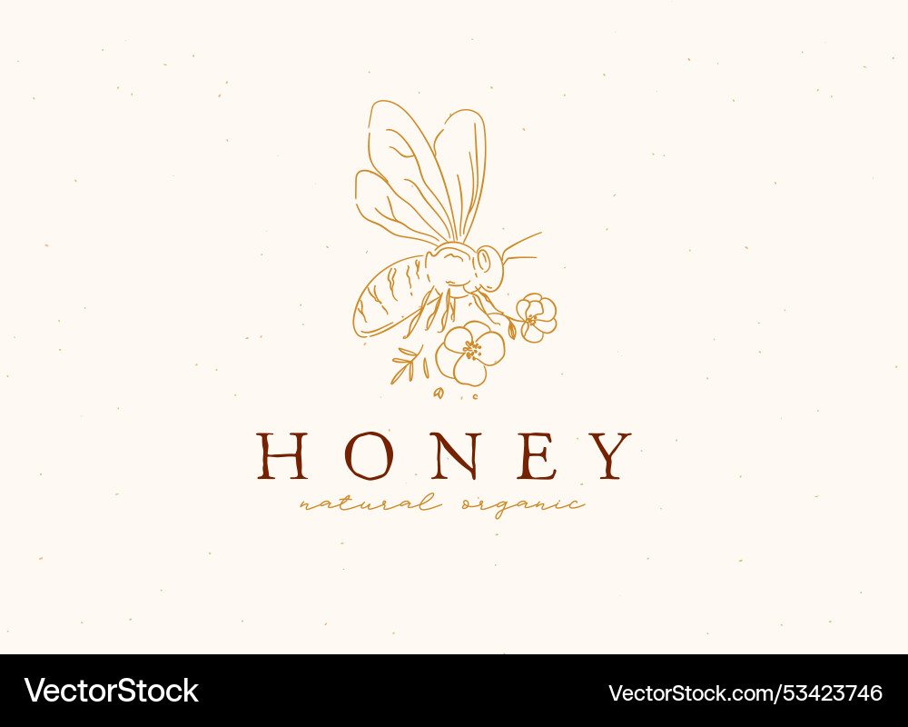 Bee floral style with inscription Royalty Free Vector Image