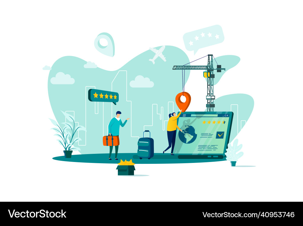 Booking concept in flat style Royalty Free Vector Image