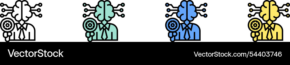 Business intelligence icon outline green blue Vector Image