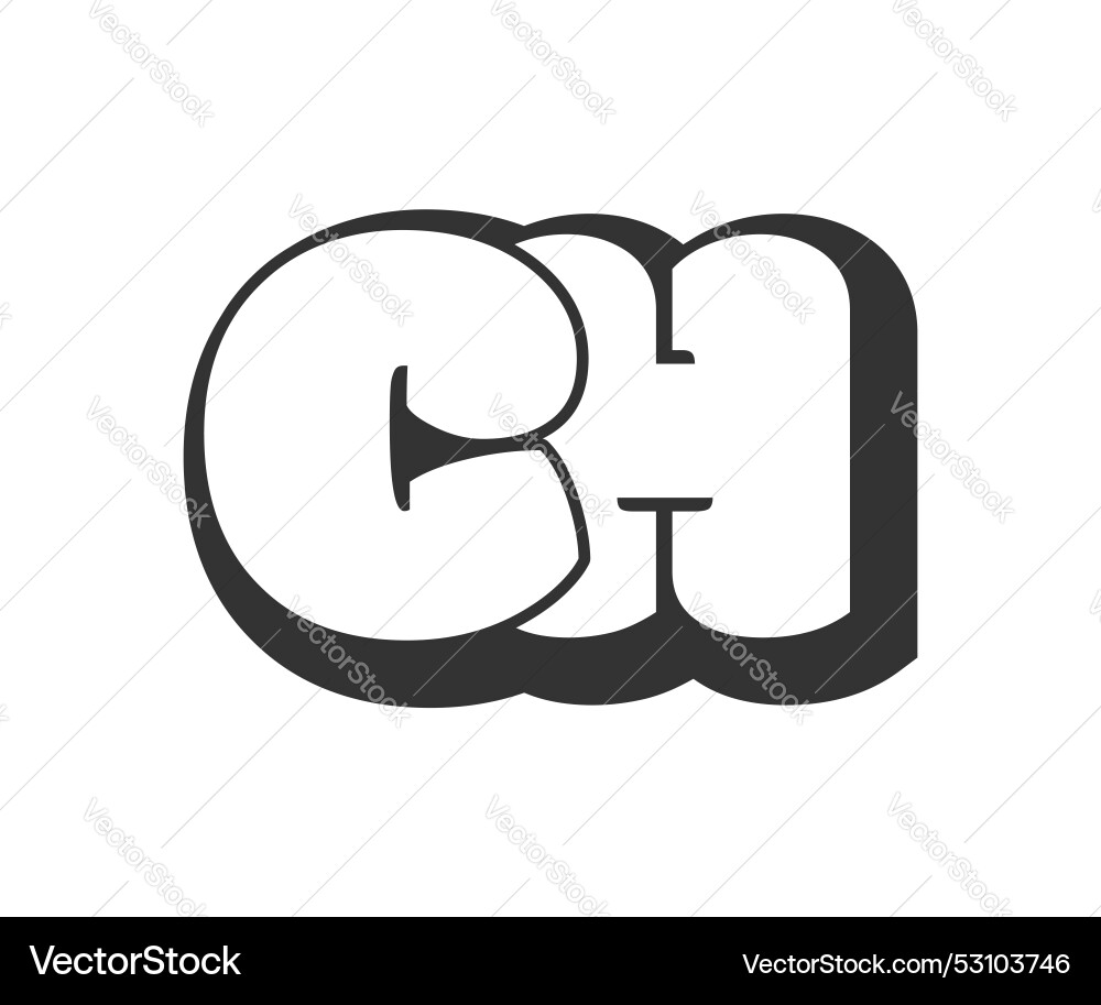 Ch logo bubble comic lettering rounded Royalty Free Vector