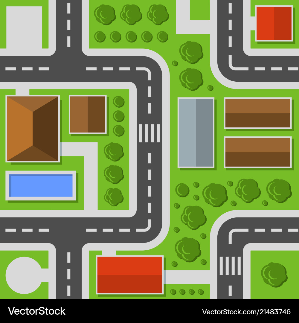 City top view town map seamless pattern Royalty Free Vector